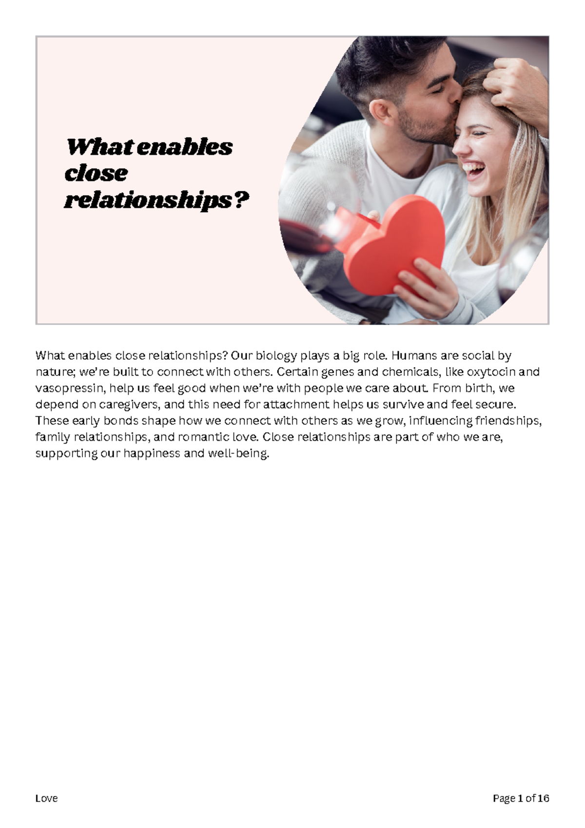 Attraction and intimacy - What enables close relationships? What ...