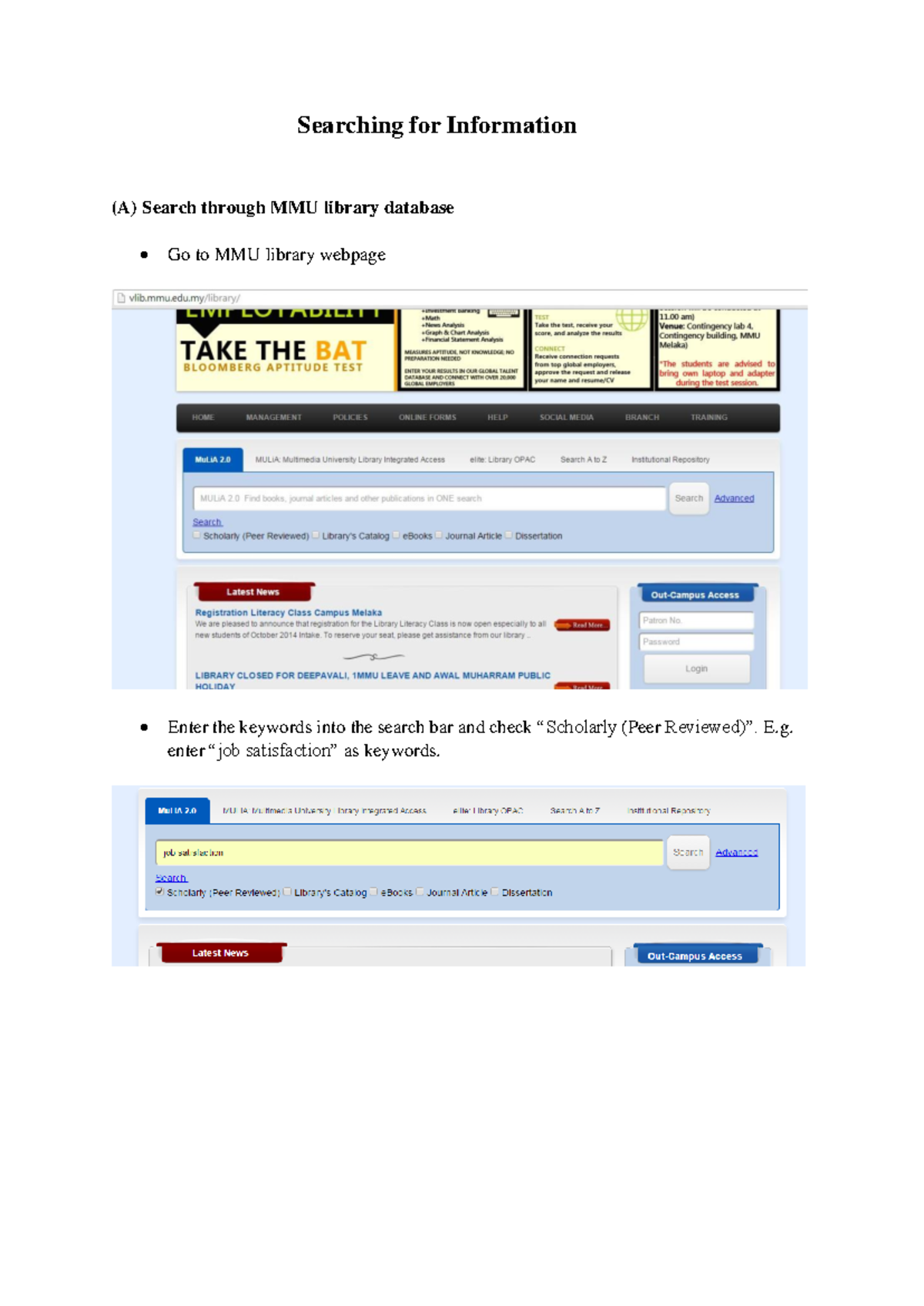 1. Searching Information - Searching for Information (A) Search through ...