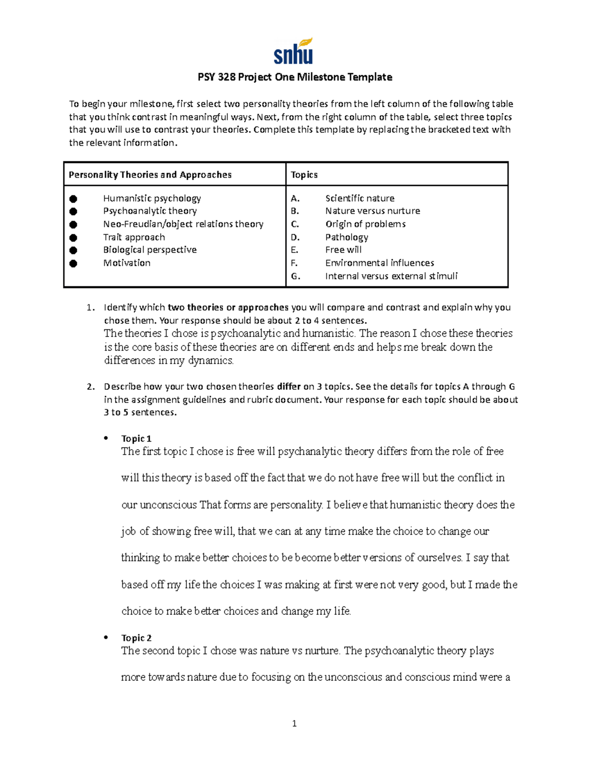 PSY 328 Project One Milestone done - Next, from the right column of the ...