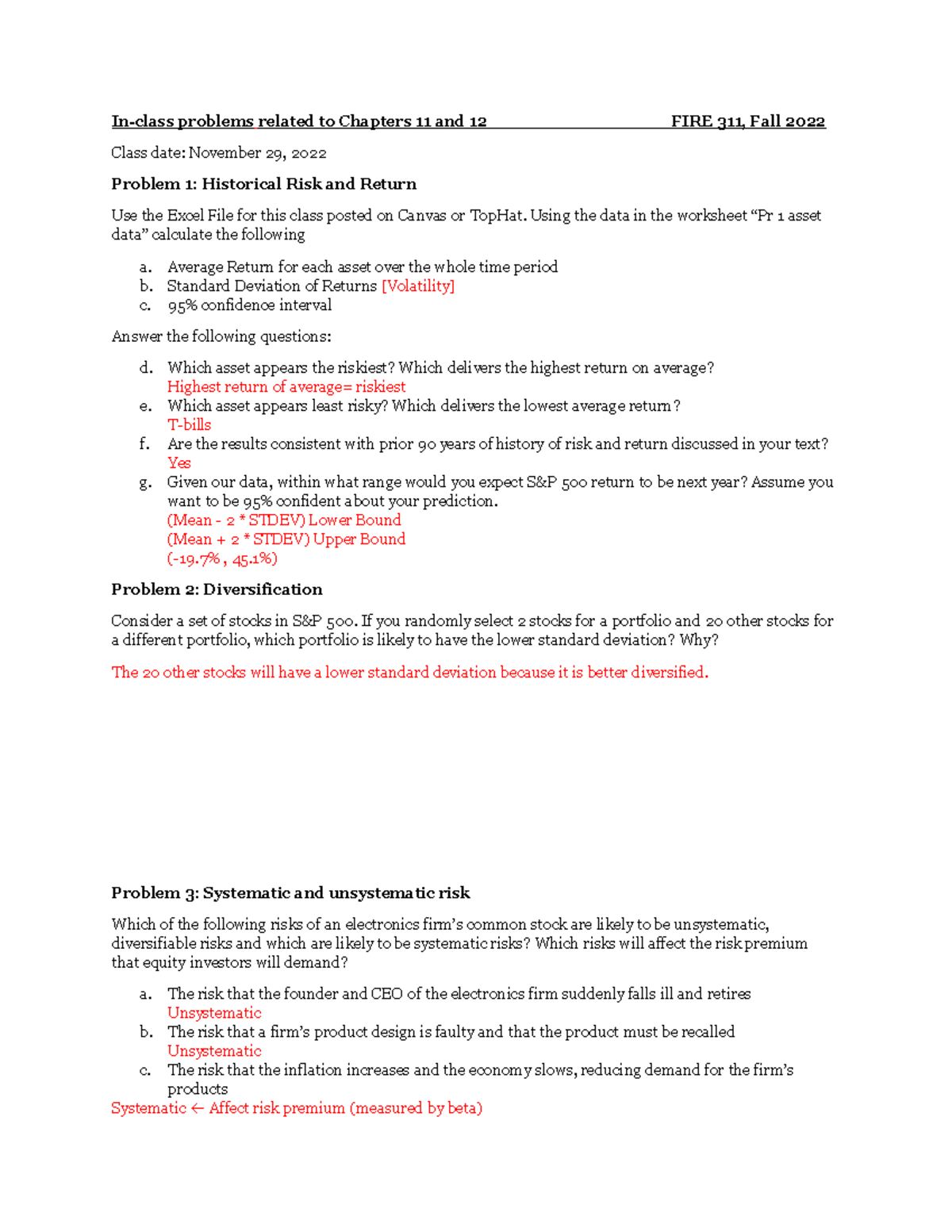 Class Nov 29 Ch 11 and 12 Problems 1-3 - In-class problems related to ...