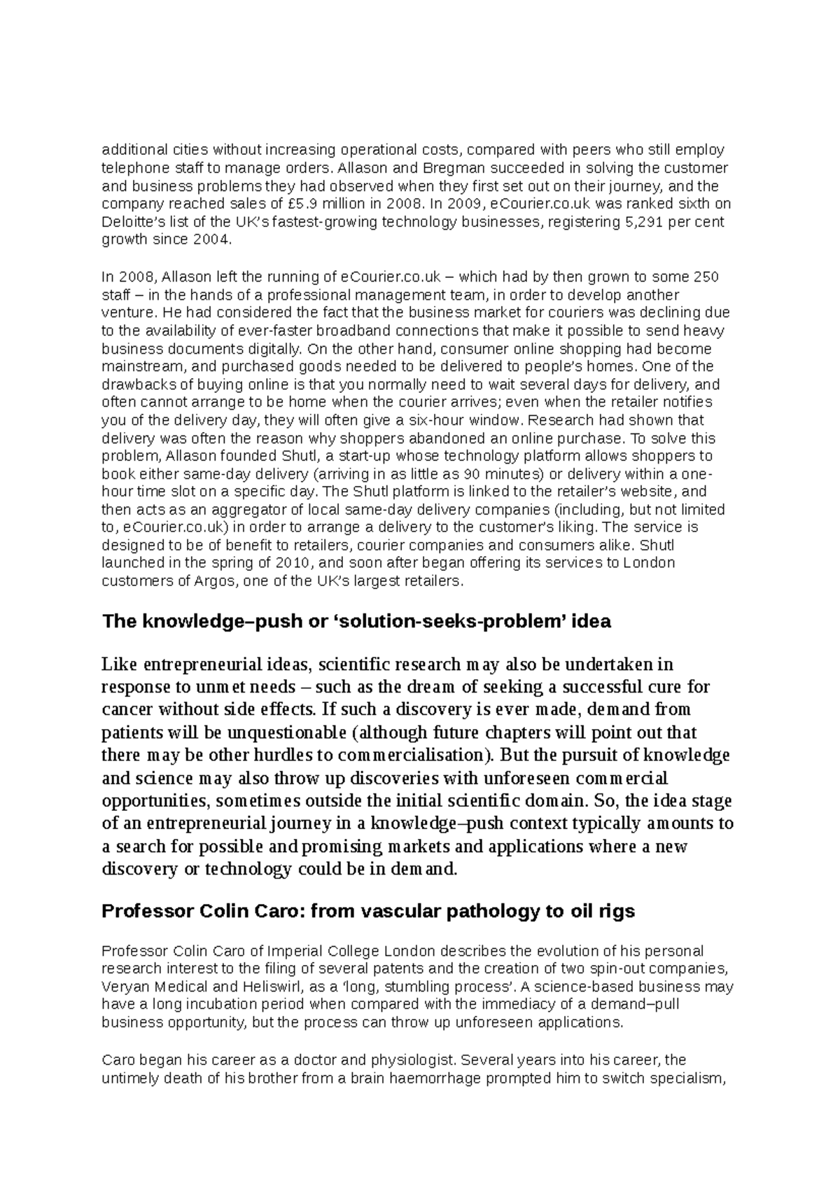 Notes-2 - The knowledge–push or ‘solution-seeks-problem’ idea ...