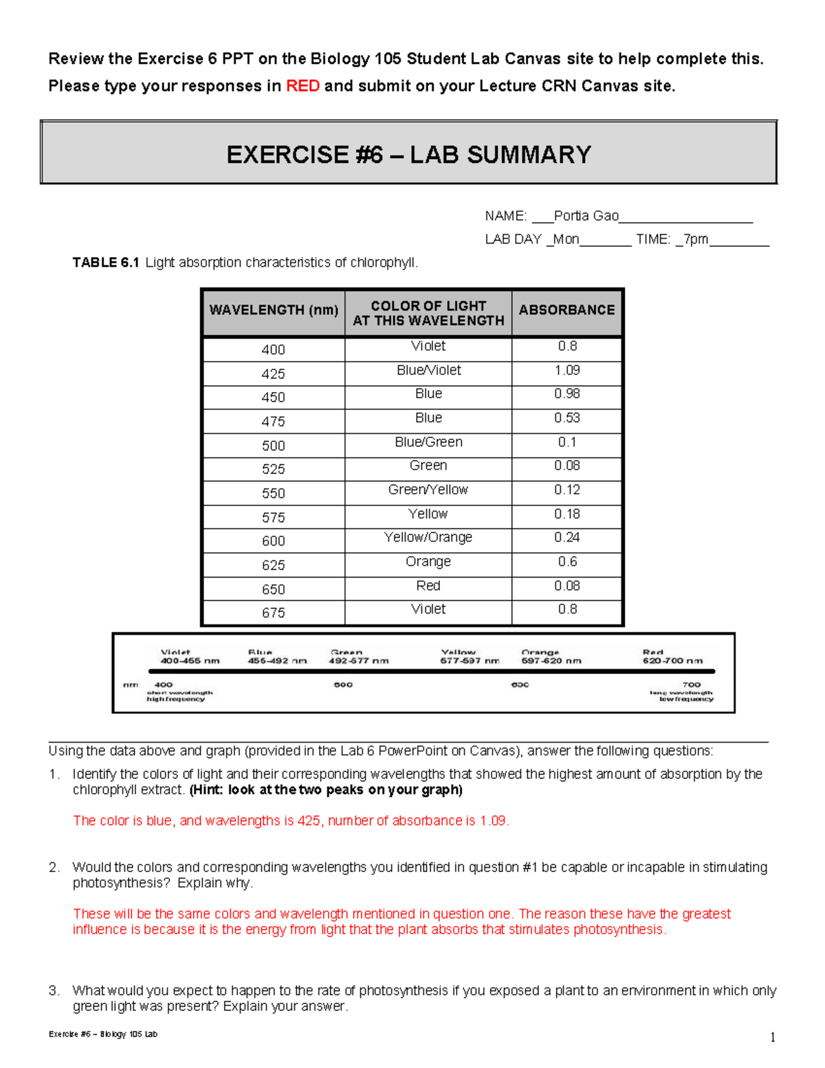 Exercise 6 Summary - For bio lab - Exercise #6 – Biology 105 Lab 1 Review the Exercise 6 PPT on ...