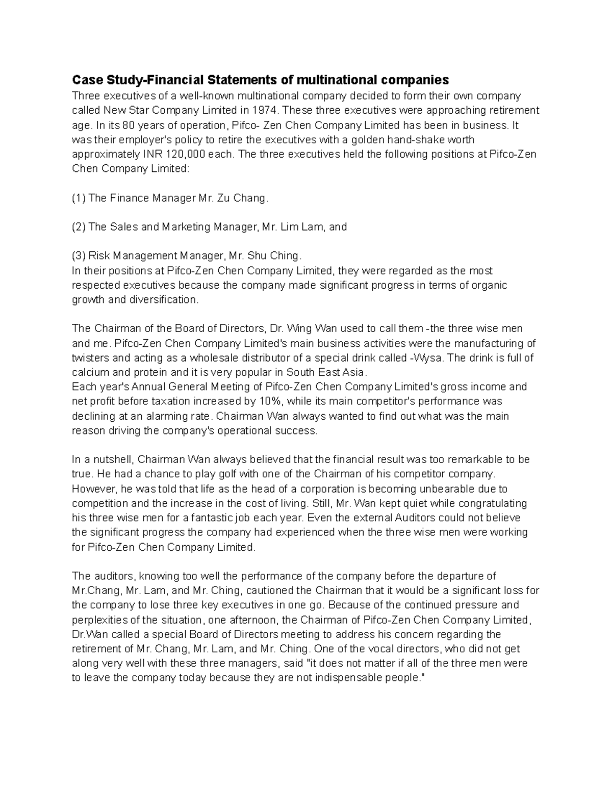 Case Study-Financial Statements of multinational companies - These ...