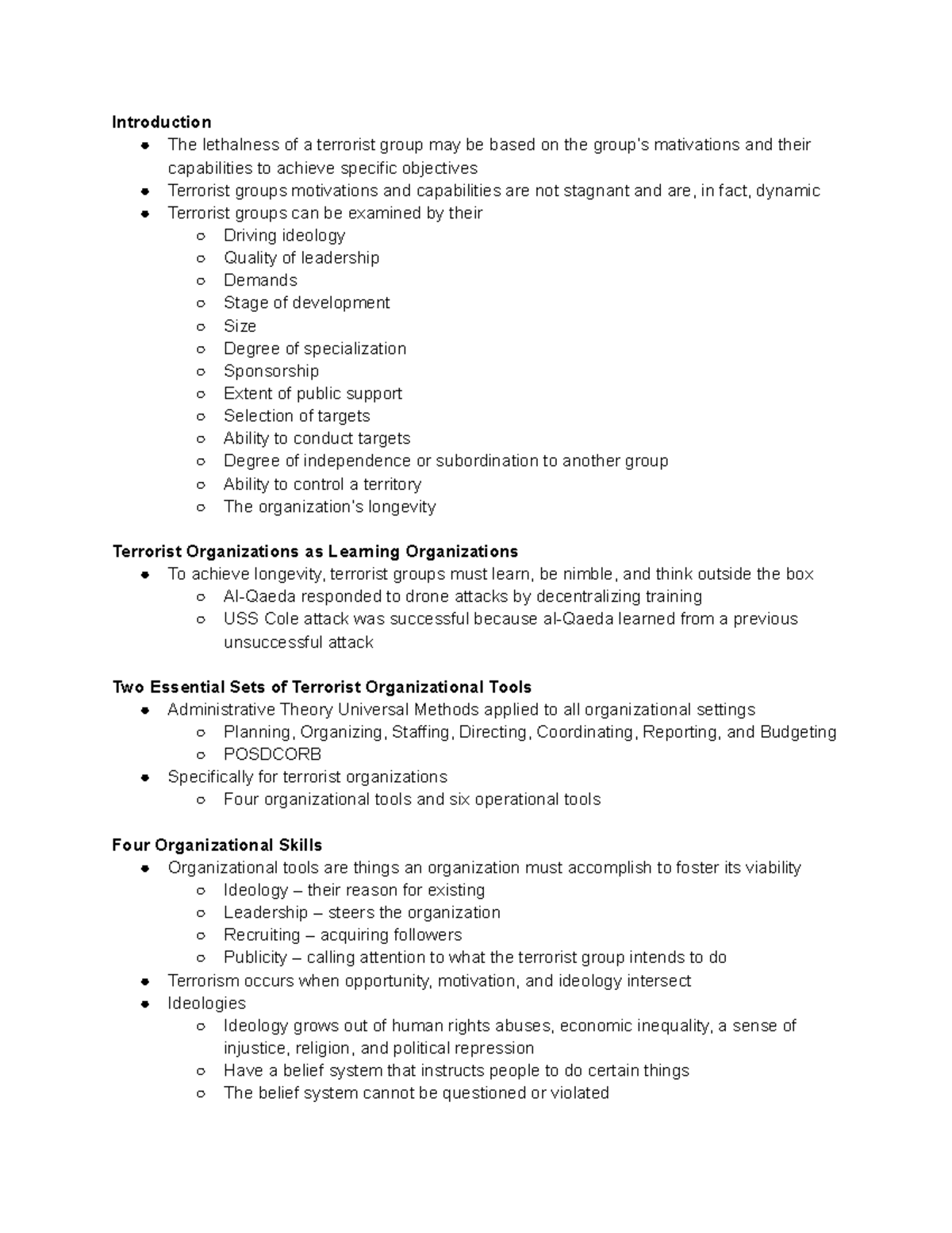 06 Critical Processes of Terrorist Organizaitons - Introduction The ...