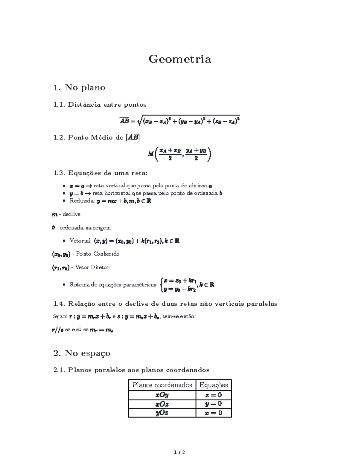Geometria - 1 / 2 reta vertical que passa pelo ponto de abcissa reta ...