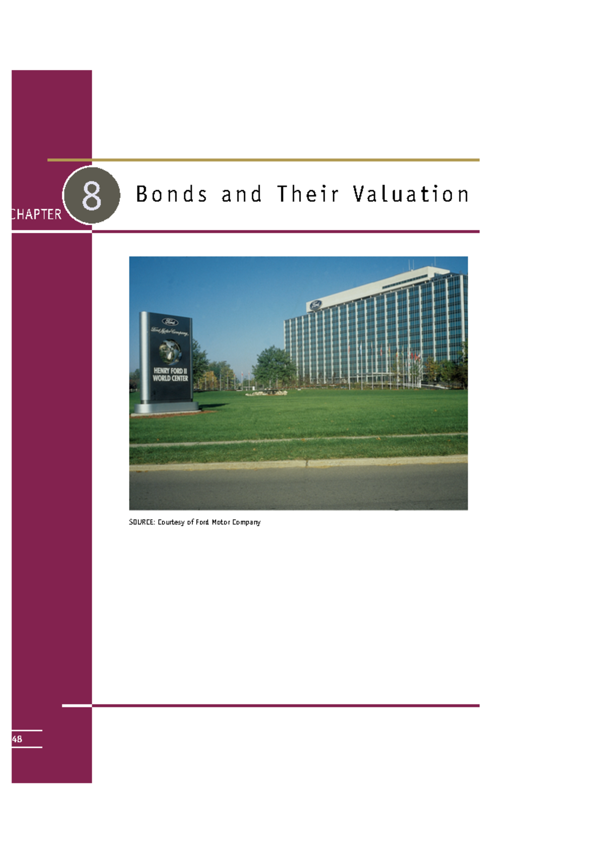 Valuation -bonds - Lecture notes 579 - SOURCE: Courtesy of Ford Motor ...