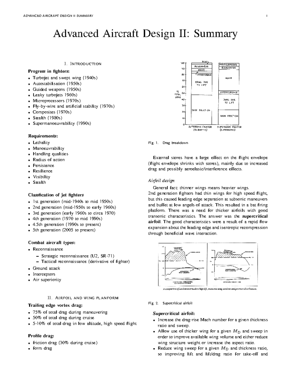 Summary Advanced Aircraft Design 2 - Advanced Aircraft Design II ...
