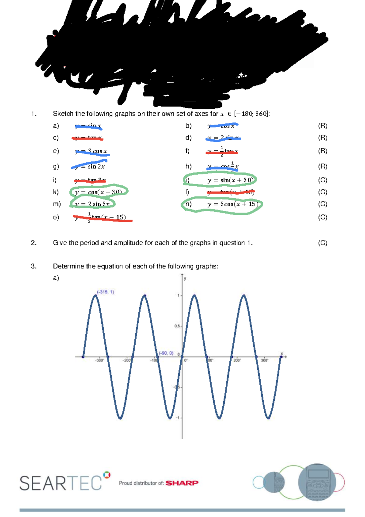 Fff - Math notes - Worksheet 6: Trigonometric Functions Grade 11 ...