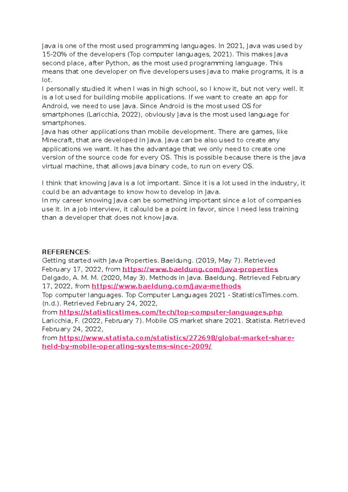 Discussion 5 3 - Java is one of the most used programming languages. In ...