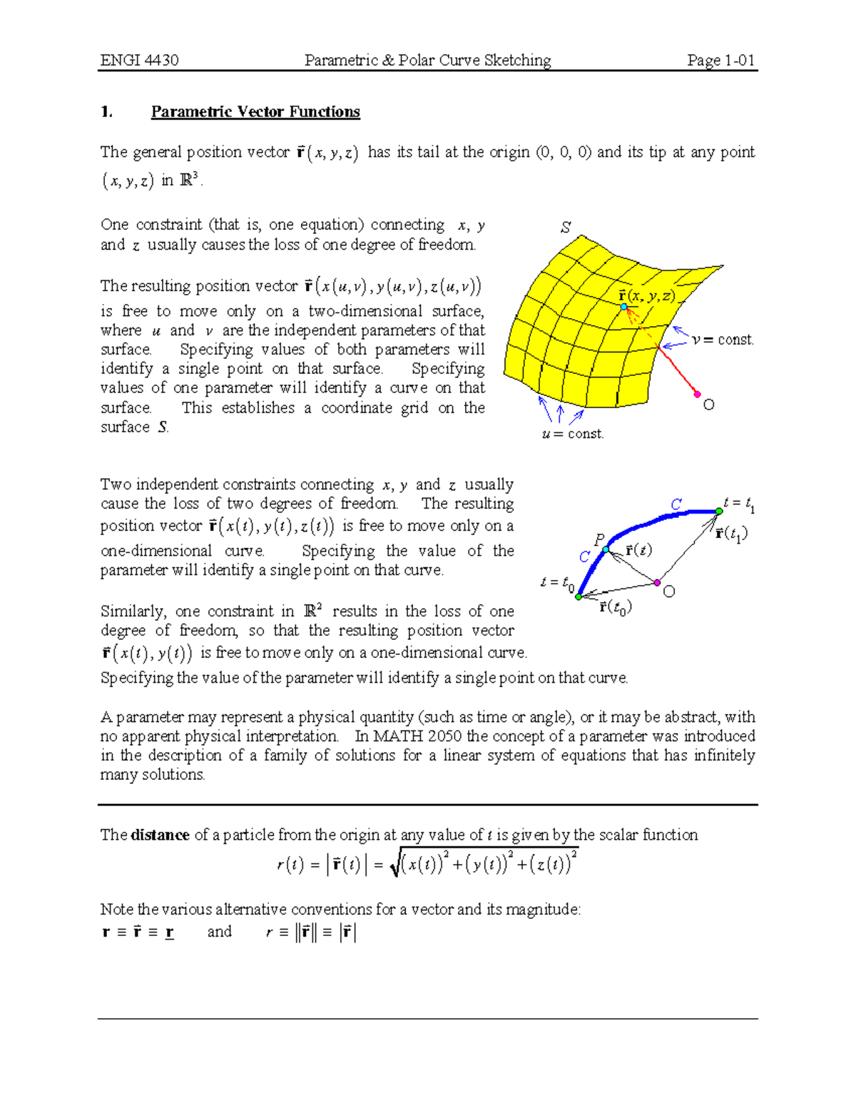 Summary - Parametric vector functions 1 - 7 non-cartesian coordinates ...