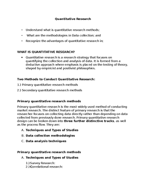 Quantitative Research - It is formed from a deductive approach where ...