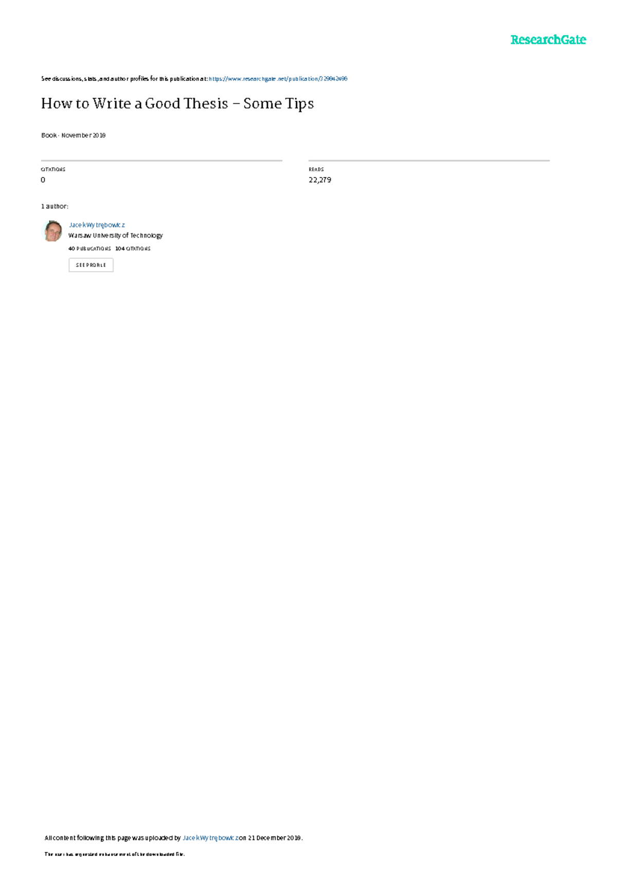 Howto Writea Good Thesis Some Tips - See discussions, stats, and author ...