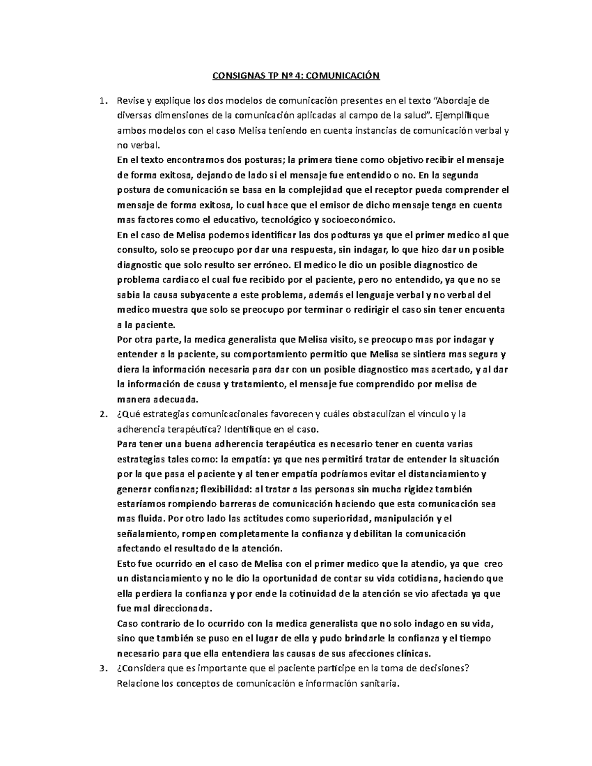 Consignas TP Nº 4. Garcia Luciana 910757 - CONSIGNAS TP Nº 4: COMUNICACIÓN Revise y explique los ...
