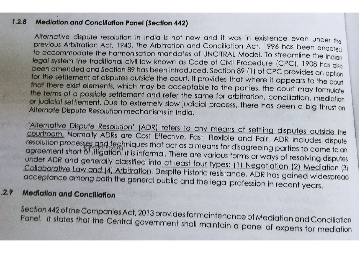 Mediation and Conciliation - PG M.COM - Studocu