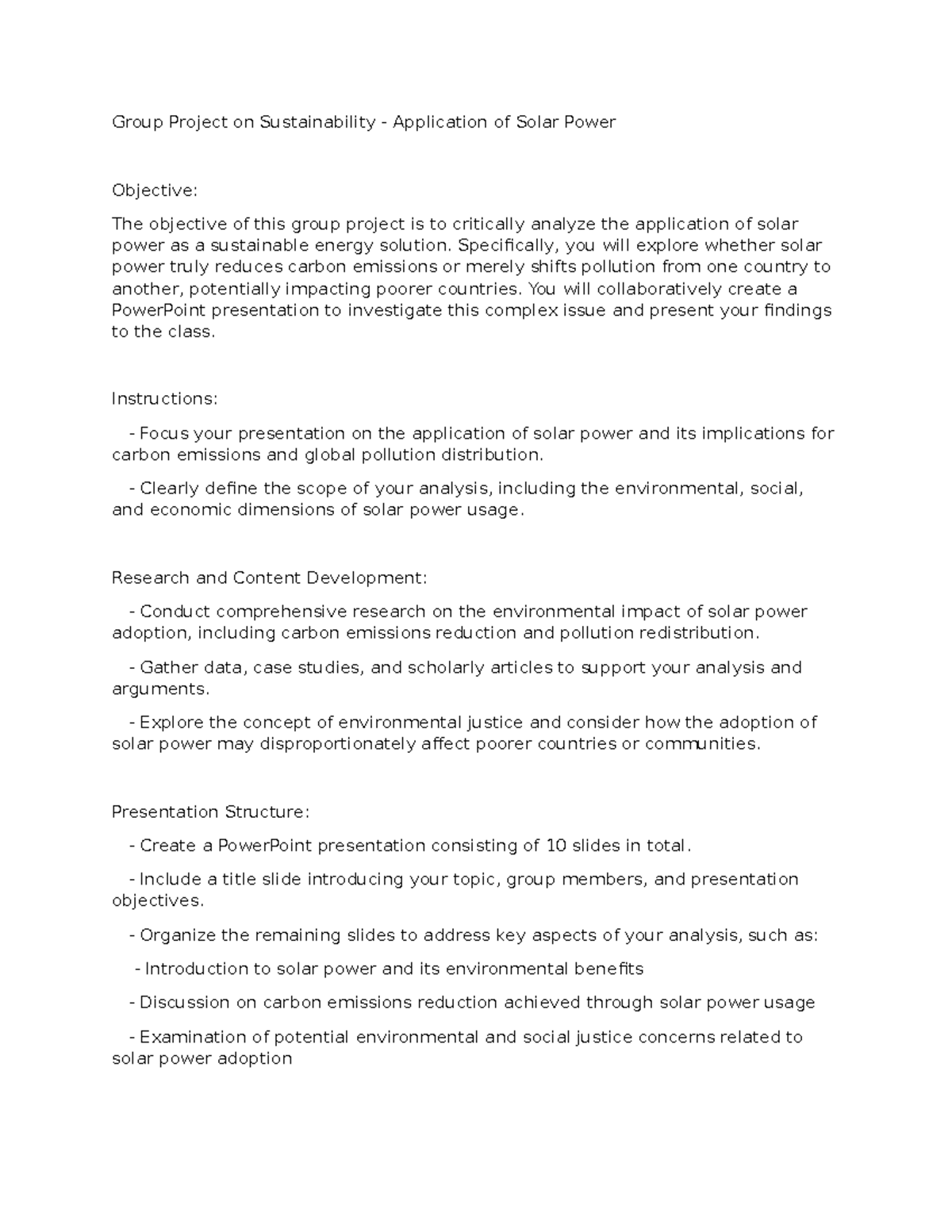 Group Project on Sustainability - Specifically, you will explore ...