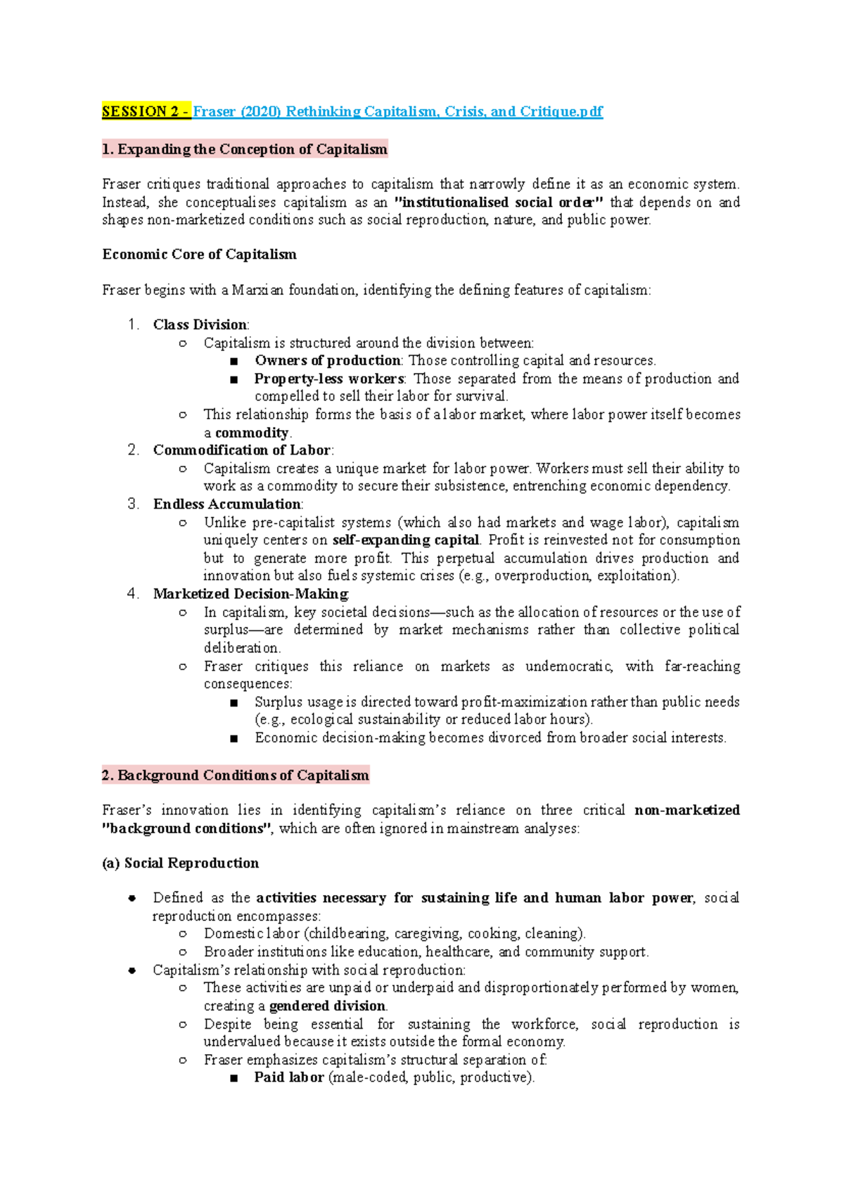 S - Reading - File - SESSION 2 - Fraser (2020) Rethinking Capitalism ...