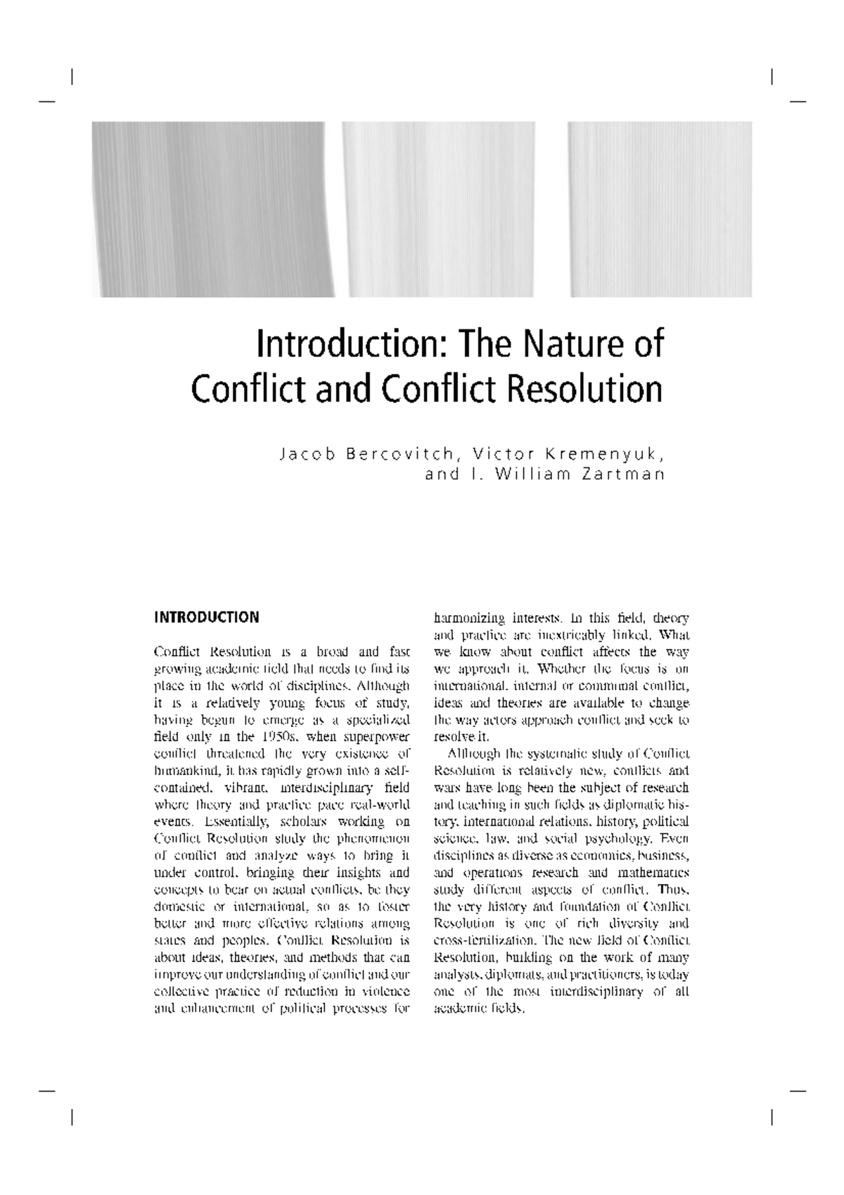 Nature of conflict and conflict resolution - Introduction to Law - Studocu