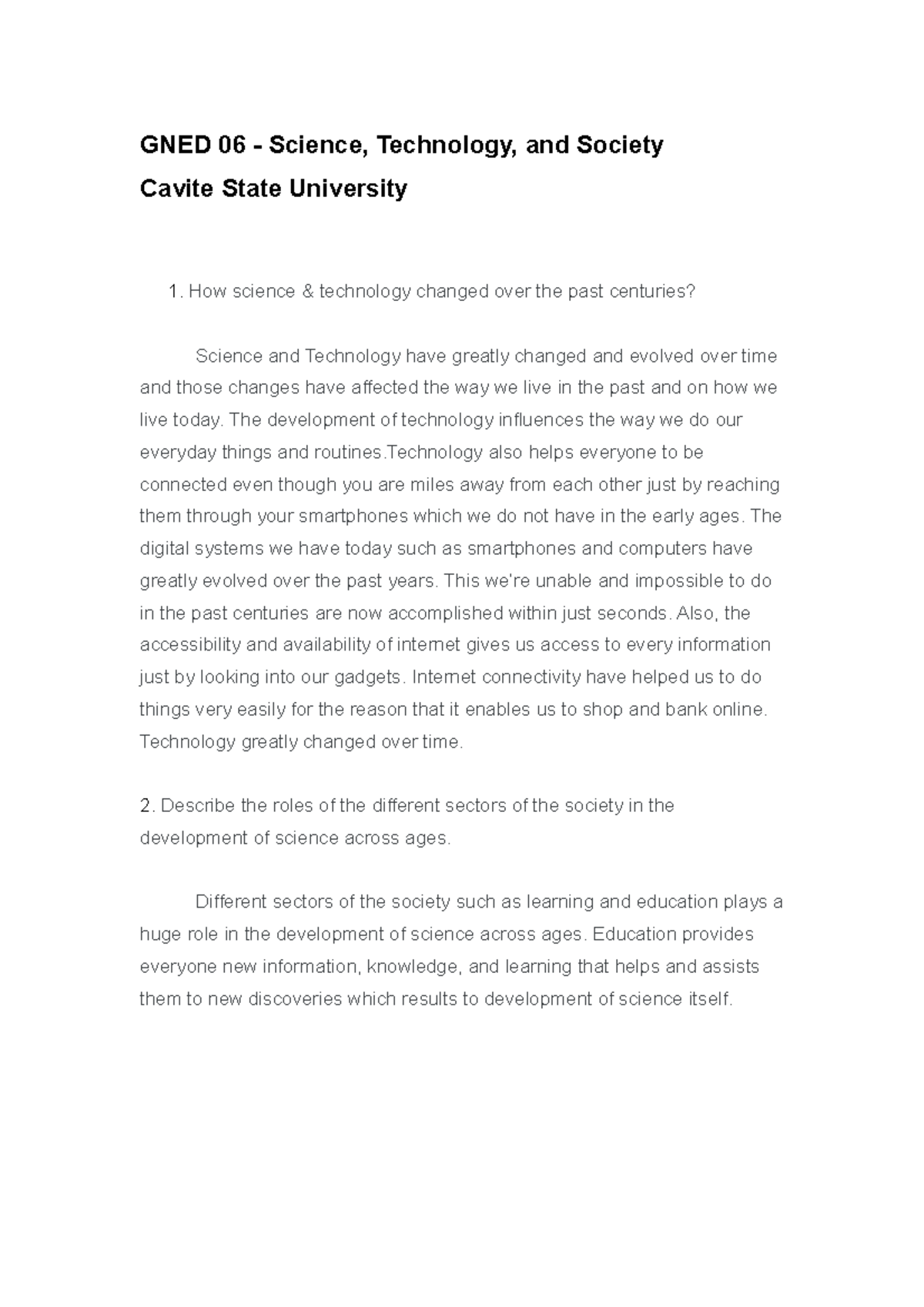 GNED 06 - Science, Technology, and Society - GNED 06 - Science ...