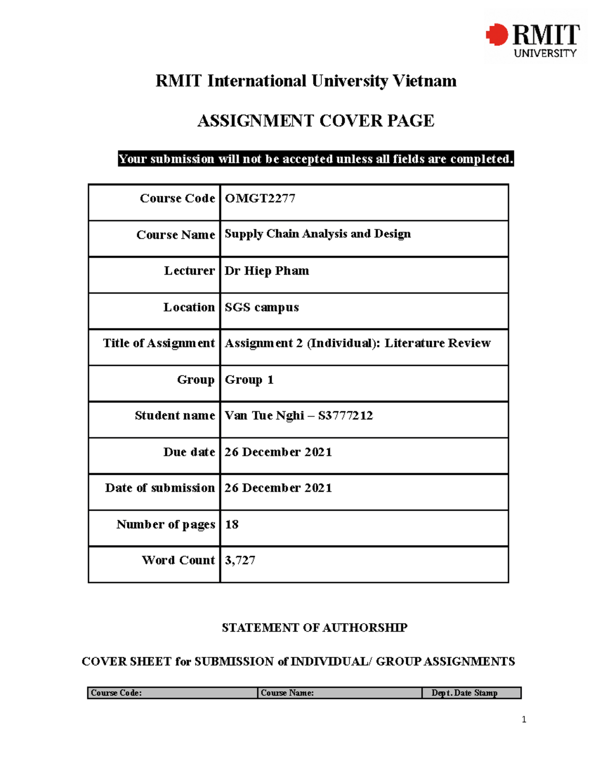 (HD) Assignment 2 (Individual): Literature Review (due Sun Wk 9) - RMIT ...