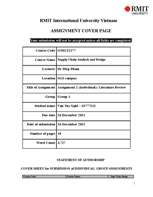 Annotated-Team-4 Final-Report - Supply Chain Analysis & Design - RMIT ...