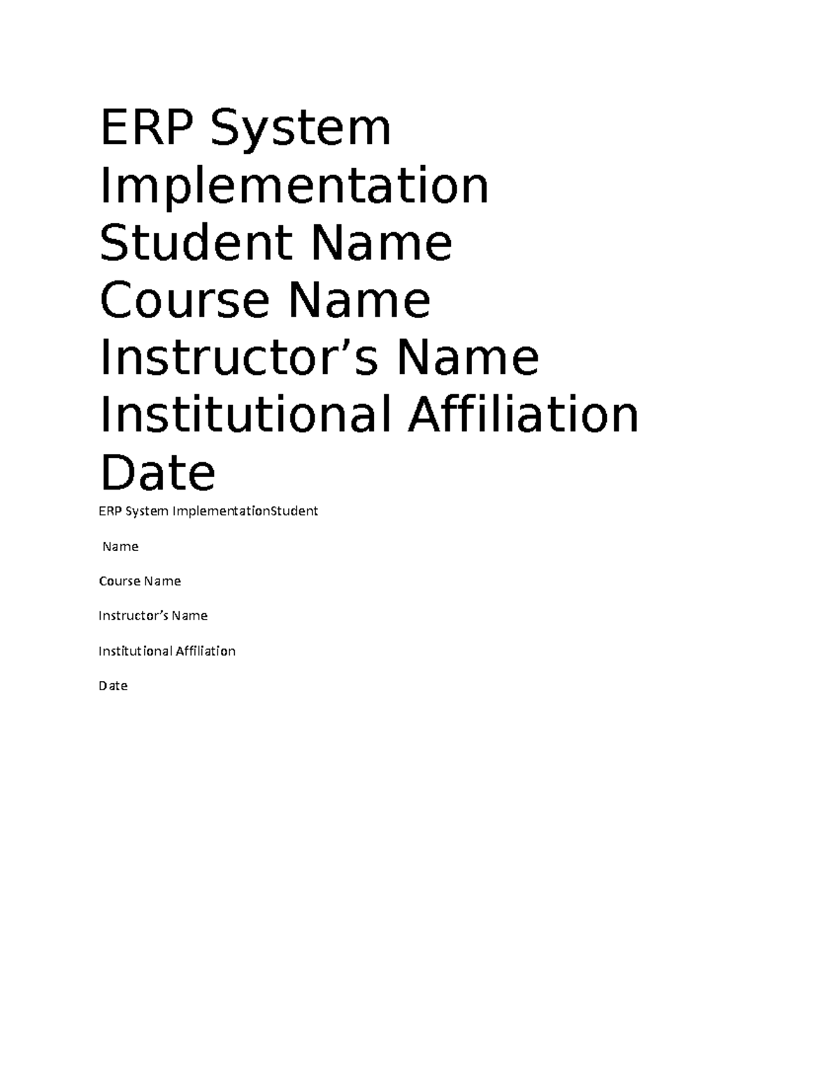 Project Assignment 2 ERP - ERP System Implementation Student Name ...