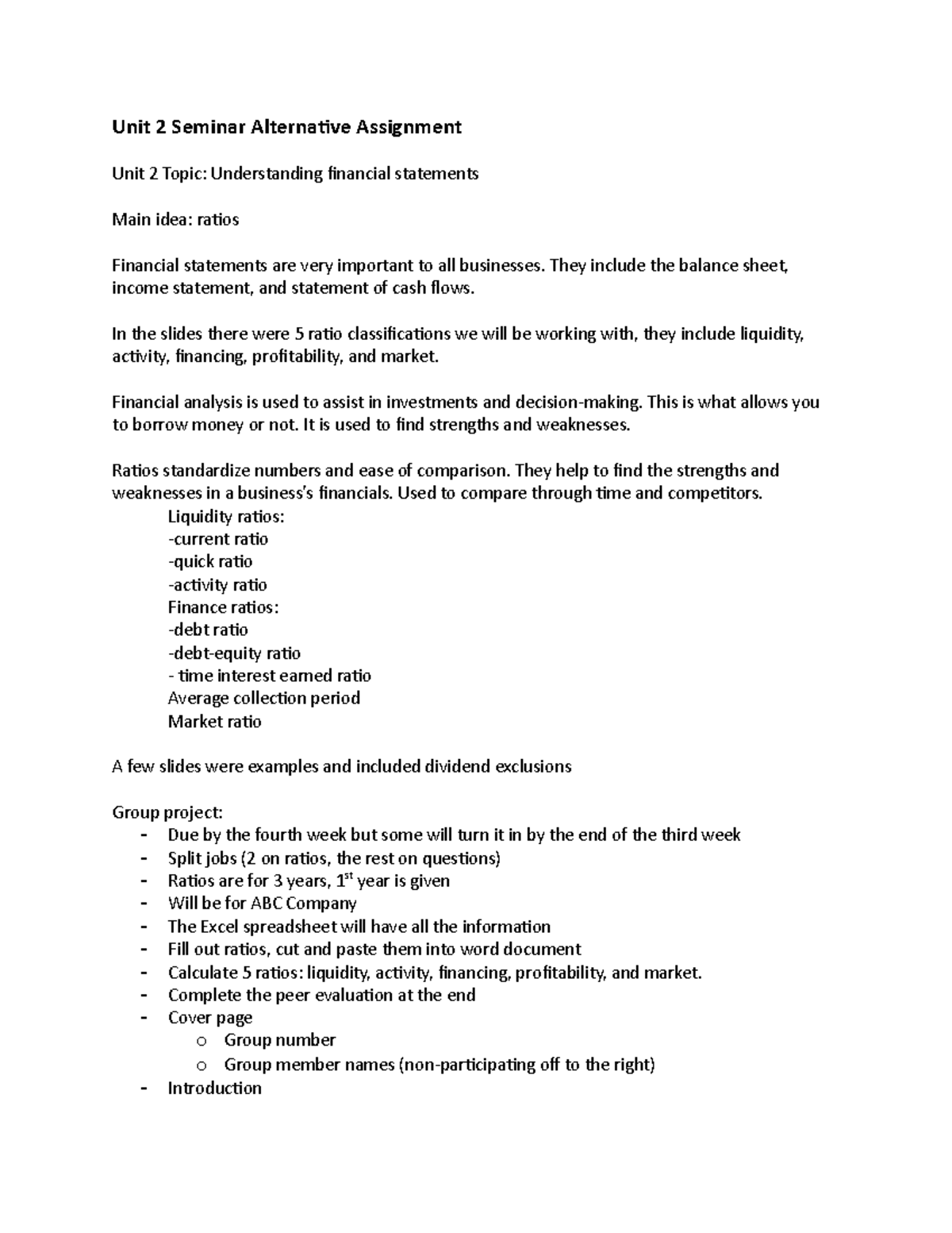 Unit 2 Seminar Alternative Assignment - Unit 2 Seminar Alternative Assignment Unit 2 Topic ...