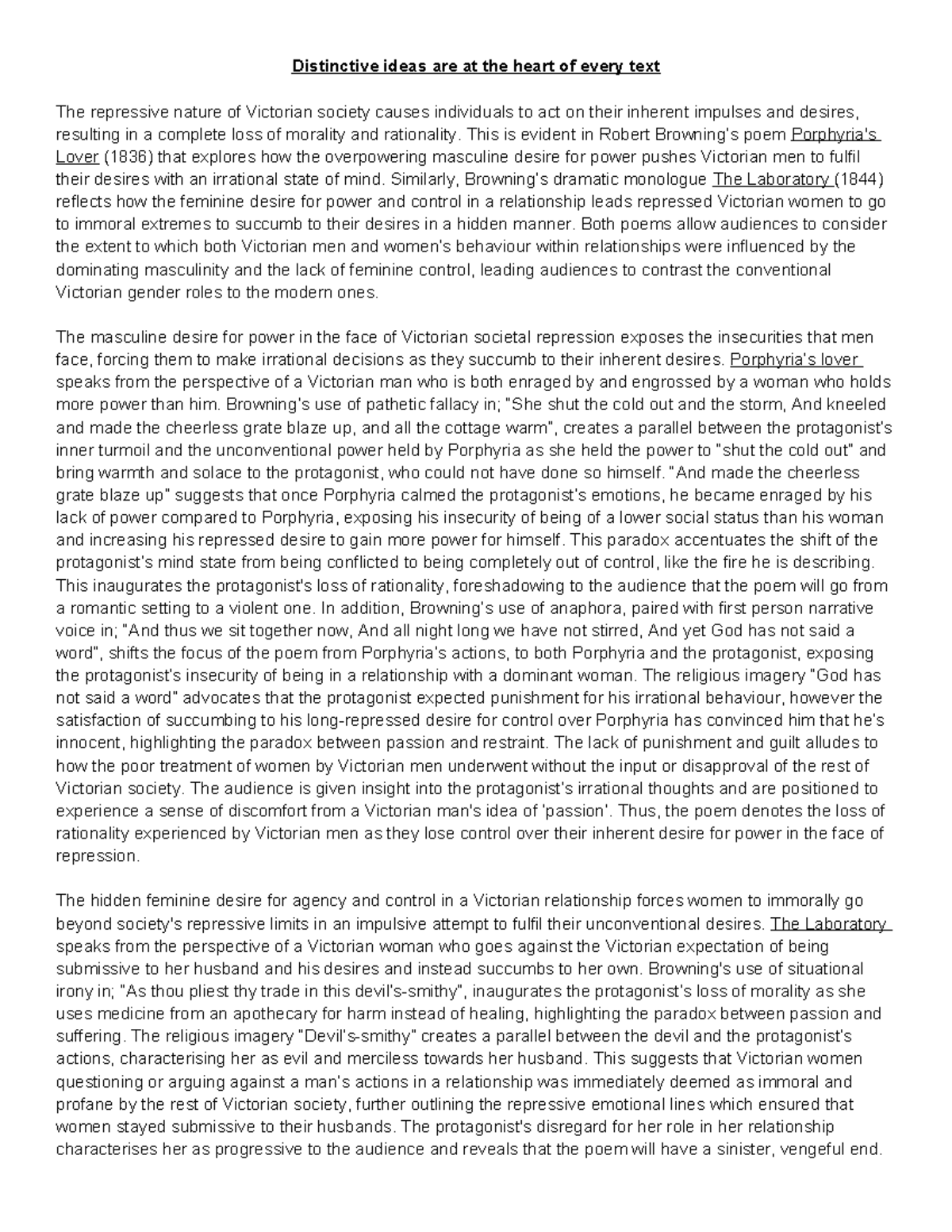 Robert Browning poetry essay - Distinctive ideas are at the heart of ...