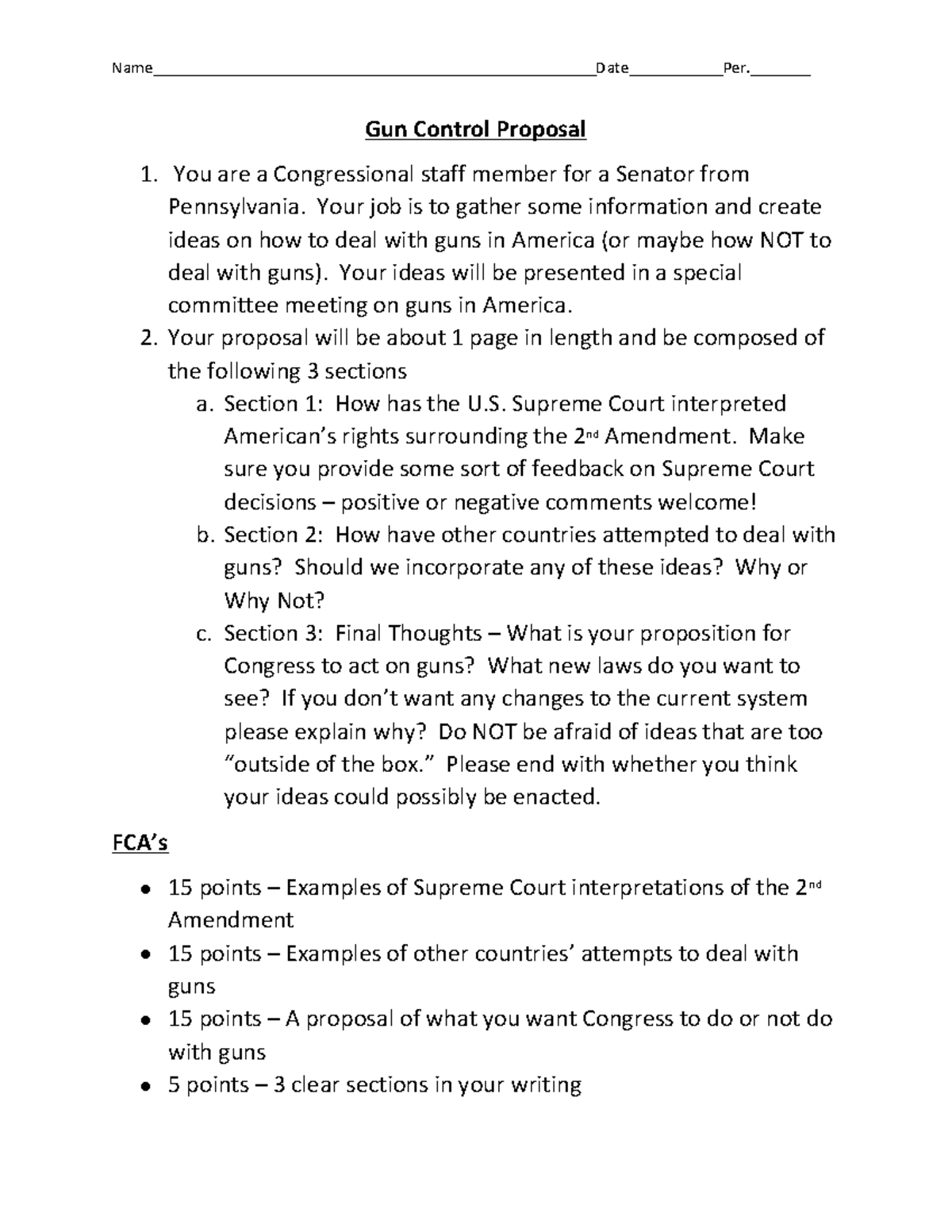 Gun Control Proposal - - Studocu