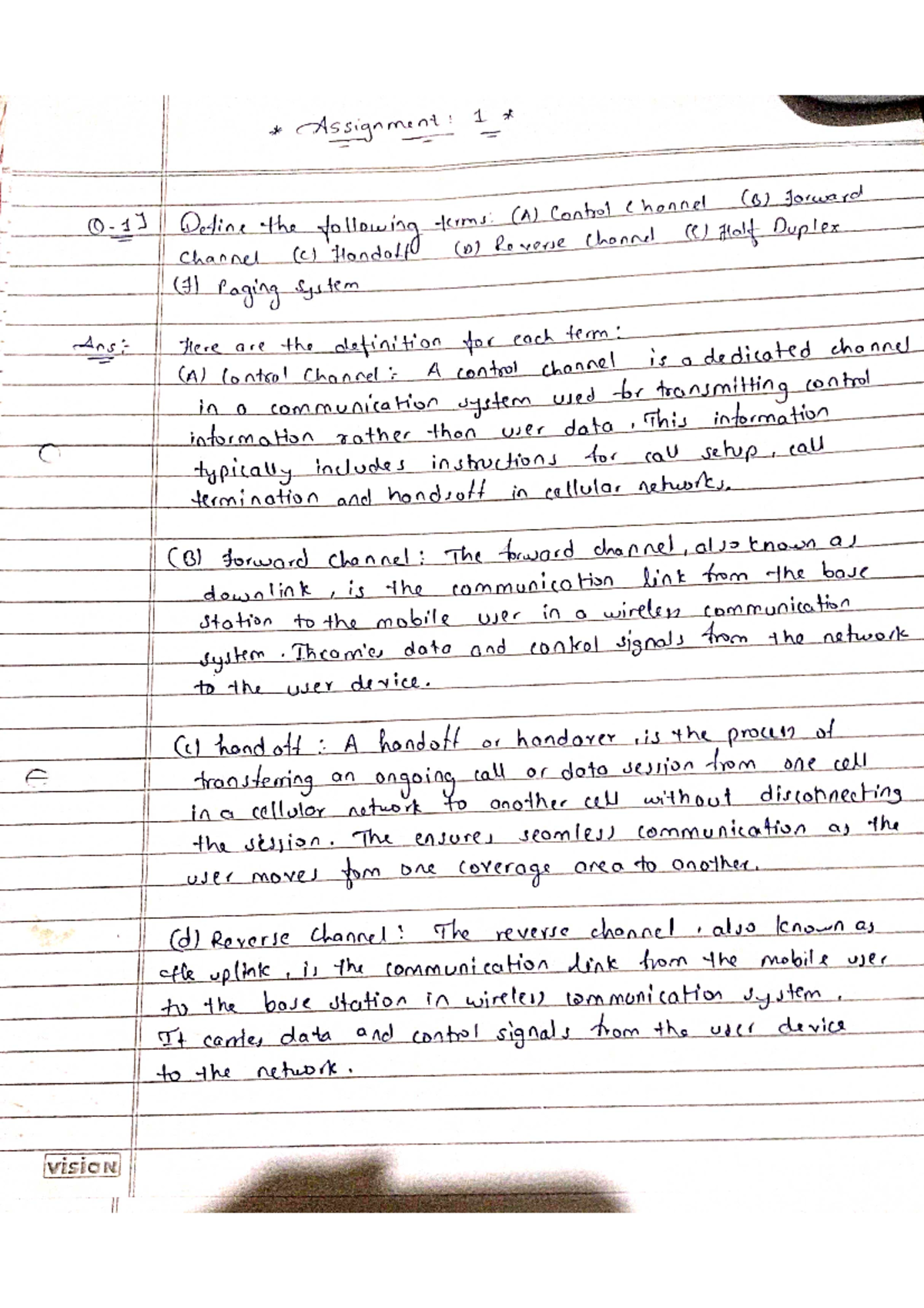 WC-assignment-1 - Assignment - Assignment 1 Define the (c) following Handott terms: (D) Reverse ...