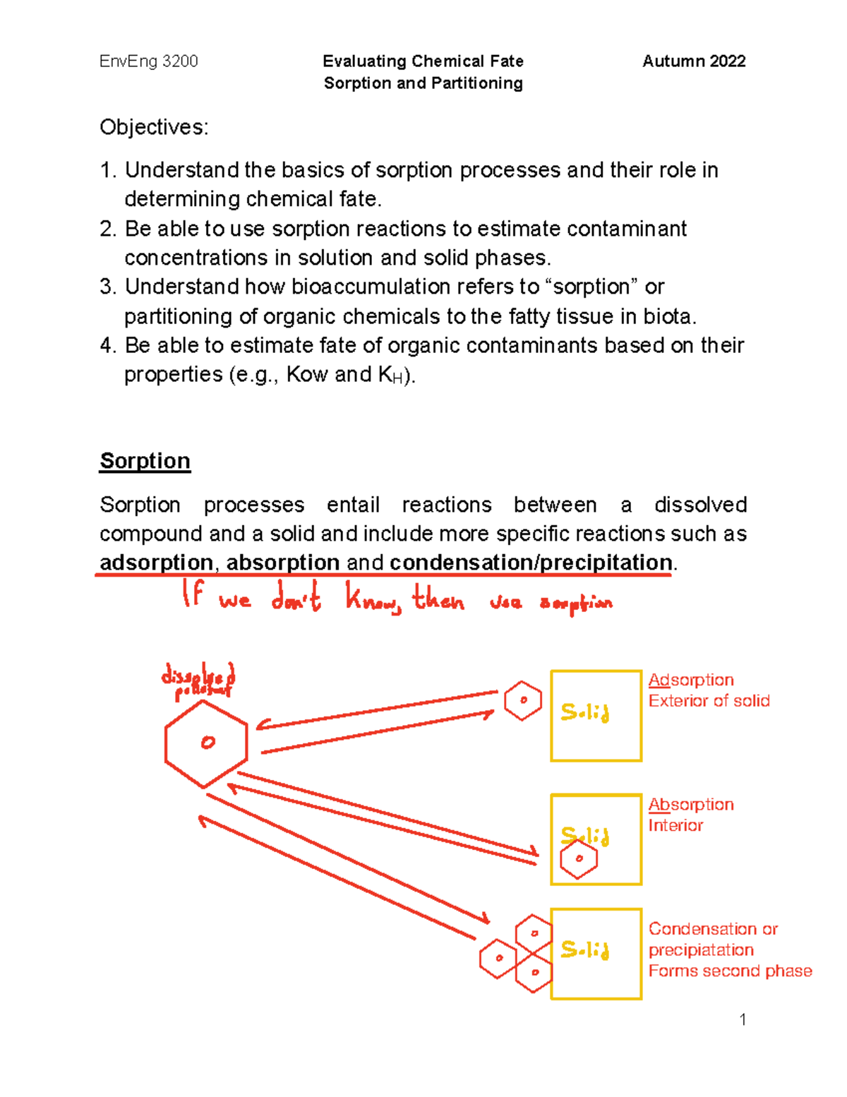 Evaluating Chemical: Fate, Sorption, and Partitioning - Sorption and ...