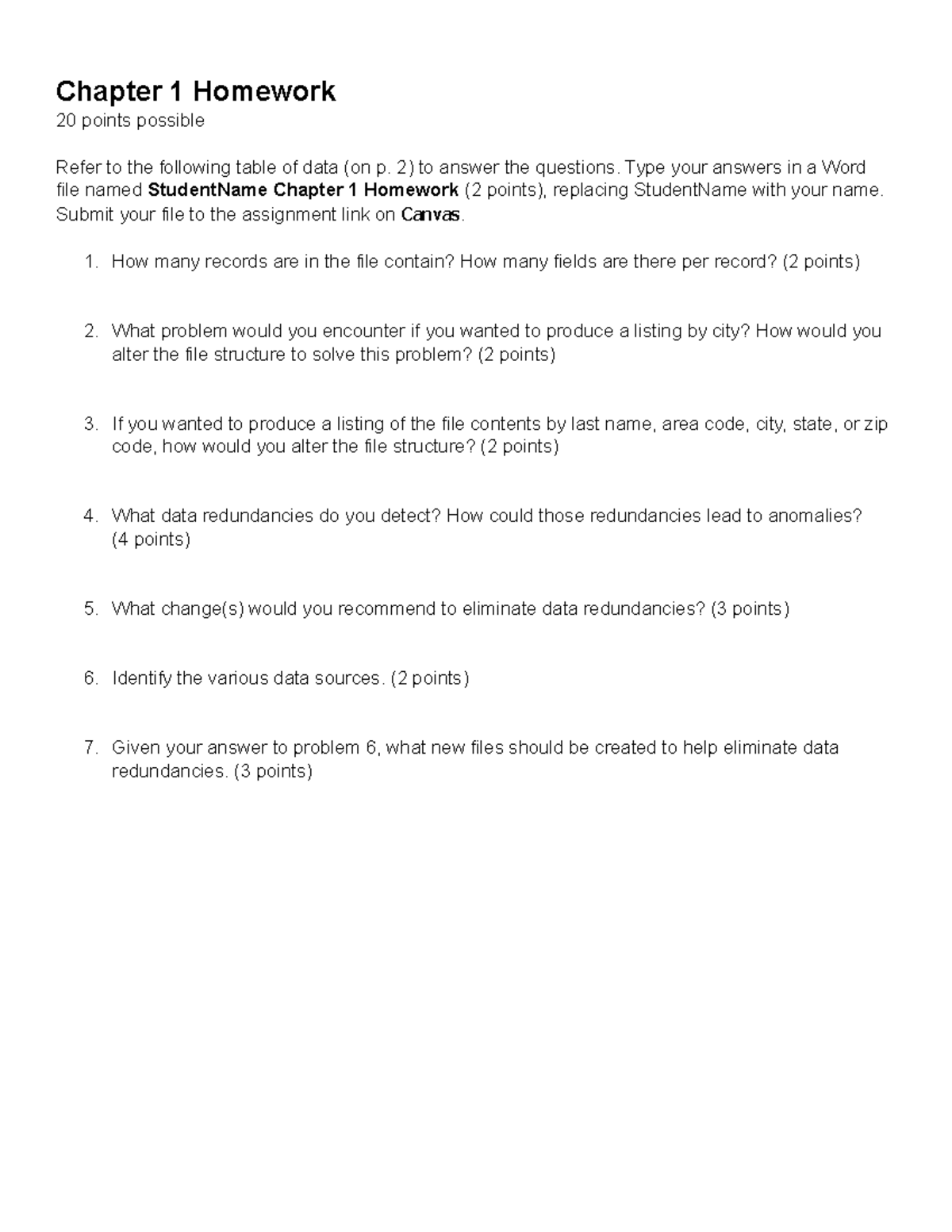 Chapter 1 Homework - Chapter 1 Homework 20 points possible Refer to the ...