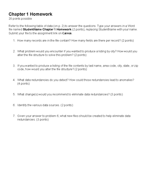 Chapter 3 Homework - 10. For each table in the database, identify the primary key and the ...