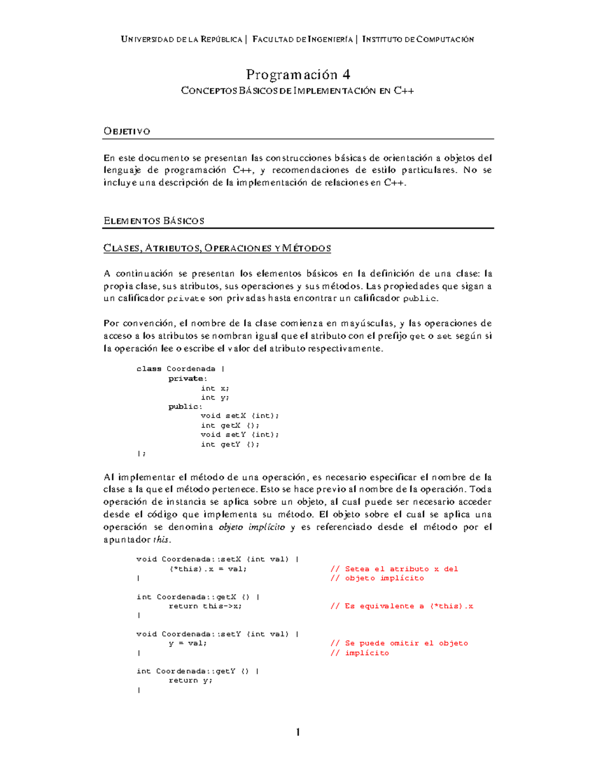 1- Conceptos Basicos de Implementacion en C++ - Programación 4 ...