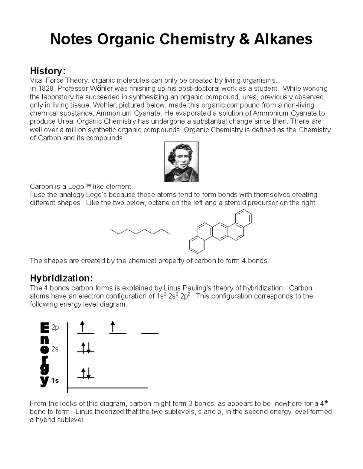 Organic chemistry and alkanes - Notes Organic Chemistry Alkanes History ...