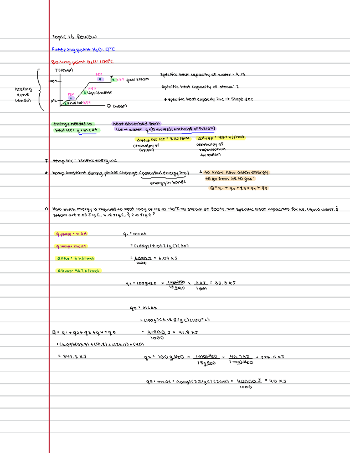 Topic 16 Review - ####### Topic 16 Review ####### Freezing point H20 : 0°C ####### Boiling point ...