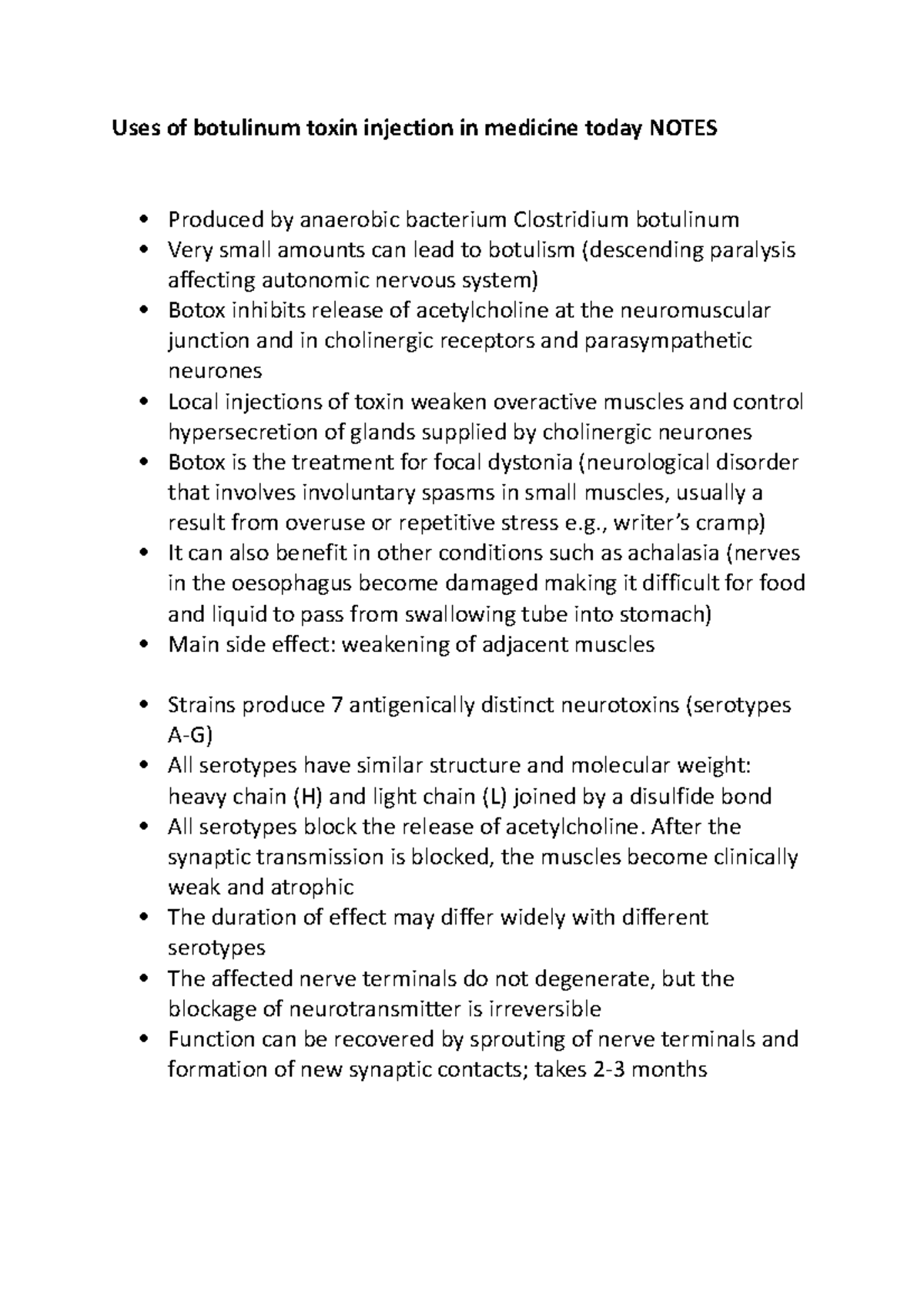 Notes from botox article - Uses of botulinum toxin injection in ...