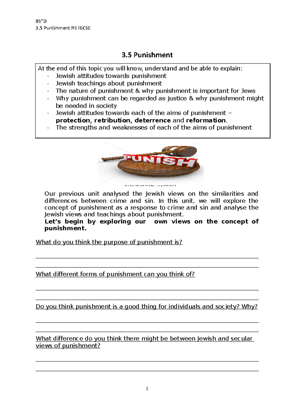 3.5 punishment - general notes on religious studies and specifically ...