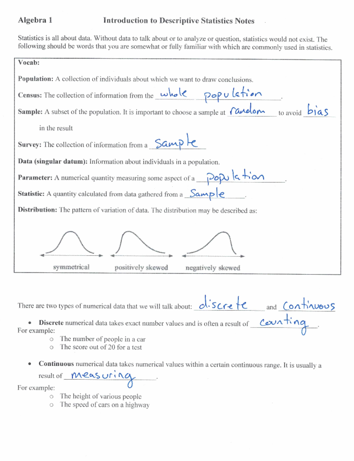 Intro to Descriptive Statistics Notes - MAT 121 - Studocu