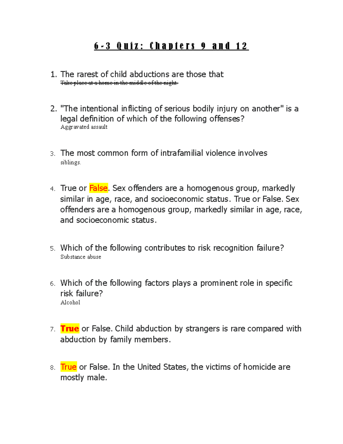 6-3 Quiz- Chapters 9 and 12 - 6 - 3 Q u i z : C h a p t e r s 9 a n d 1 ...