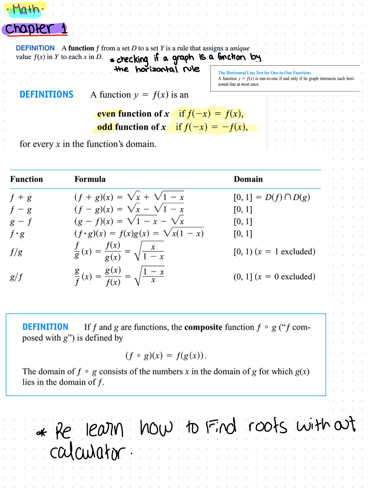 Math 101: Chapter 1 Functions and Their Properties - Math chapter 1 ...
