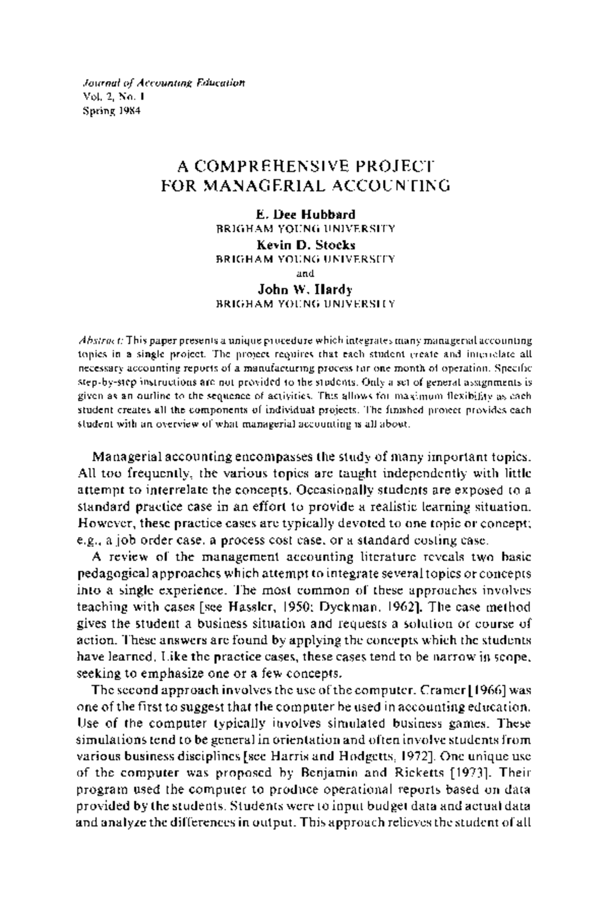 A comprehensive project for managerial a - Journal - Studocu