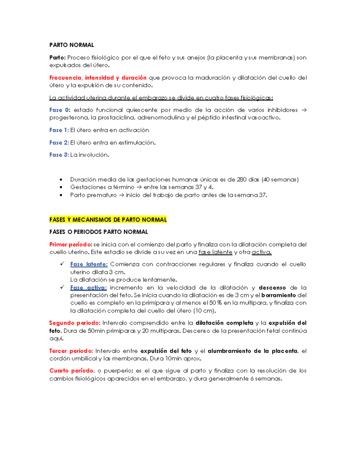 Parto Normal. Cap 4 - Apuntes del capitulo - PARTO NORMAL Parto ...