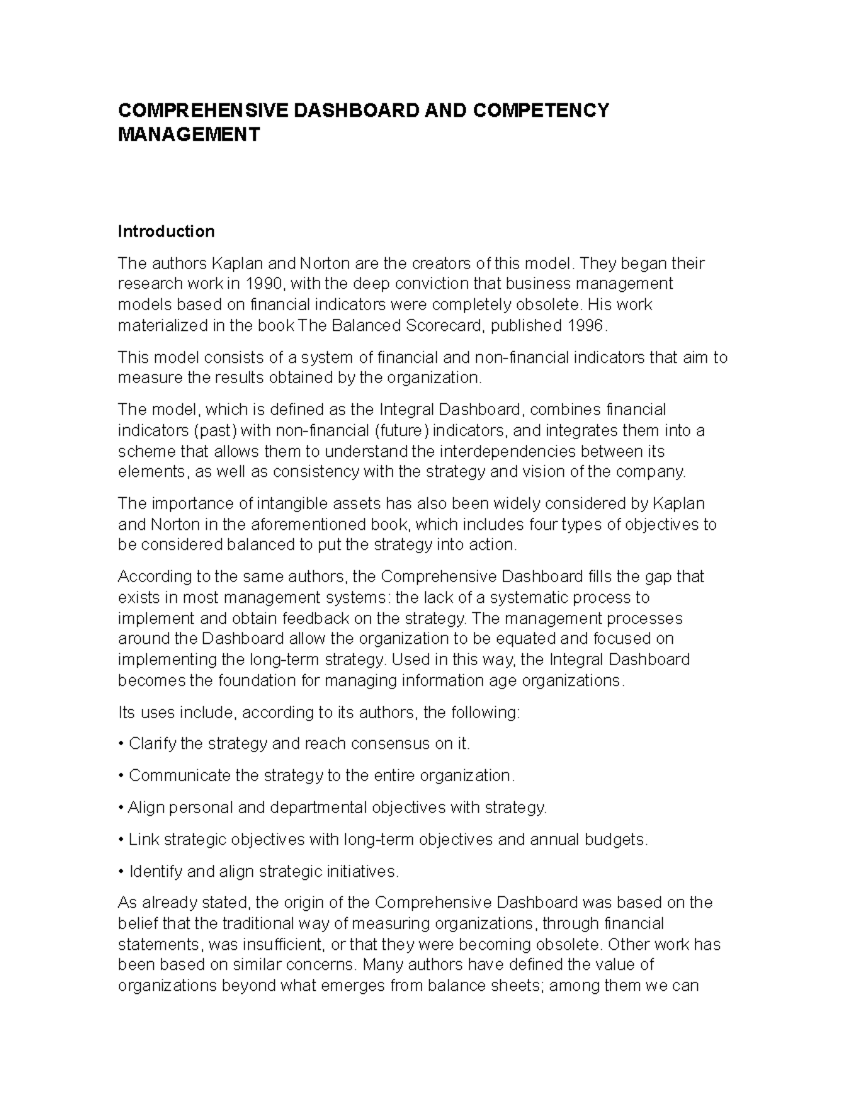 Comprehensive dashboard and competency management - COMPREHENSIVE ...