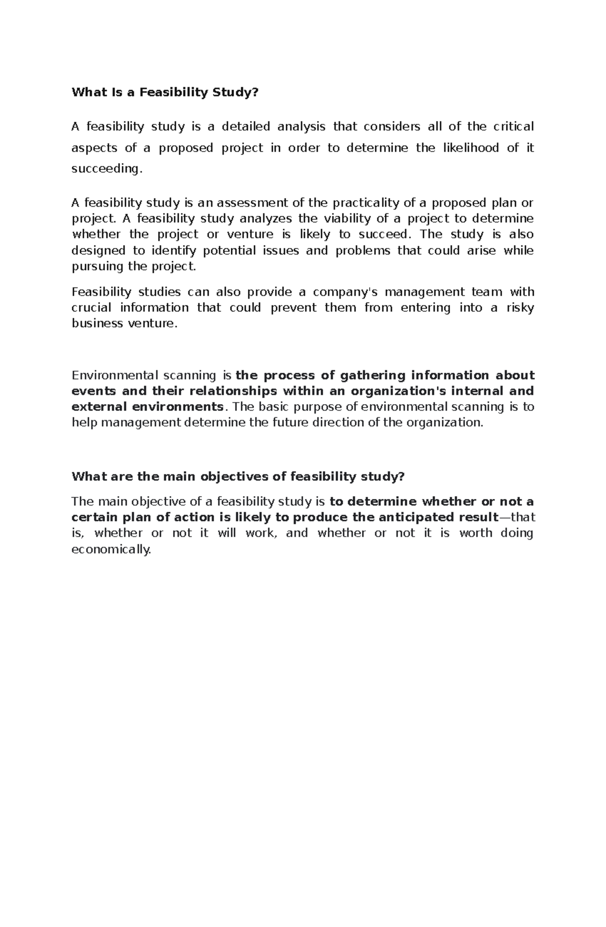 What Is a Feasibility Study - A feasibility study is an assessment of ...