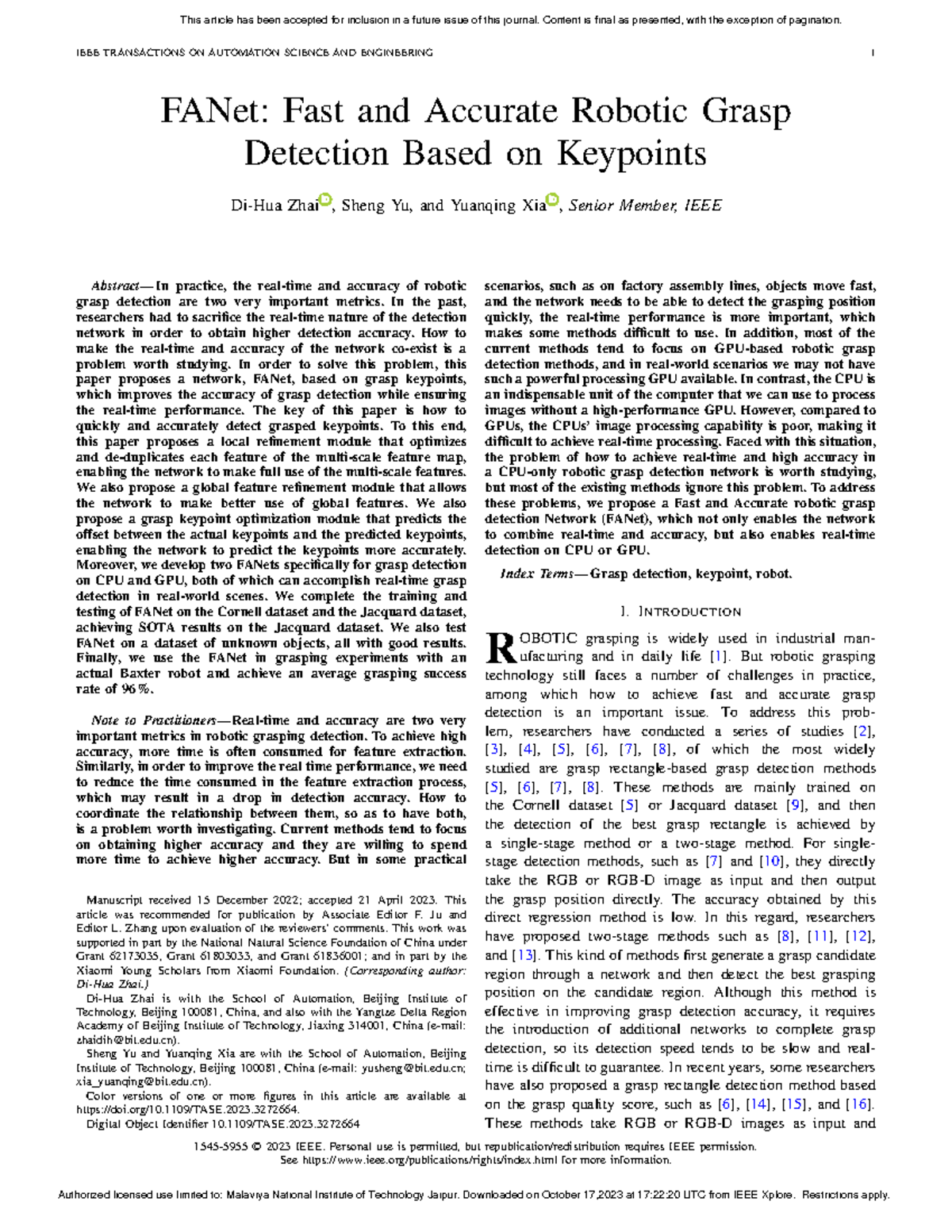 FANet - I don't know - IEEE TRANSACTIONS ON AUTOMATION SCIENCE AND ...