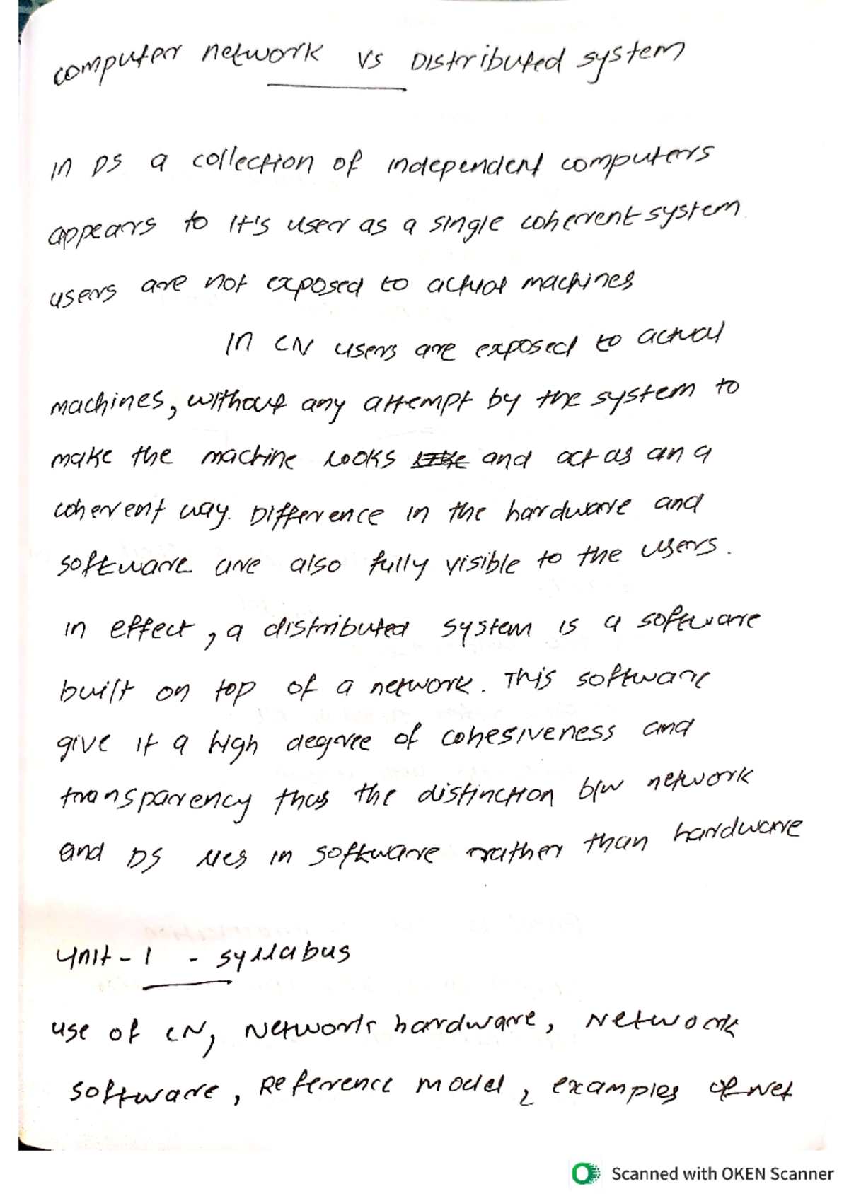 Cn Unit1 Part1 Lecture Notes Computer Network Vs Distributed