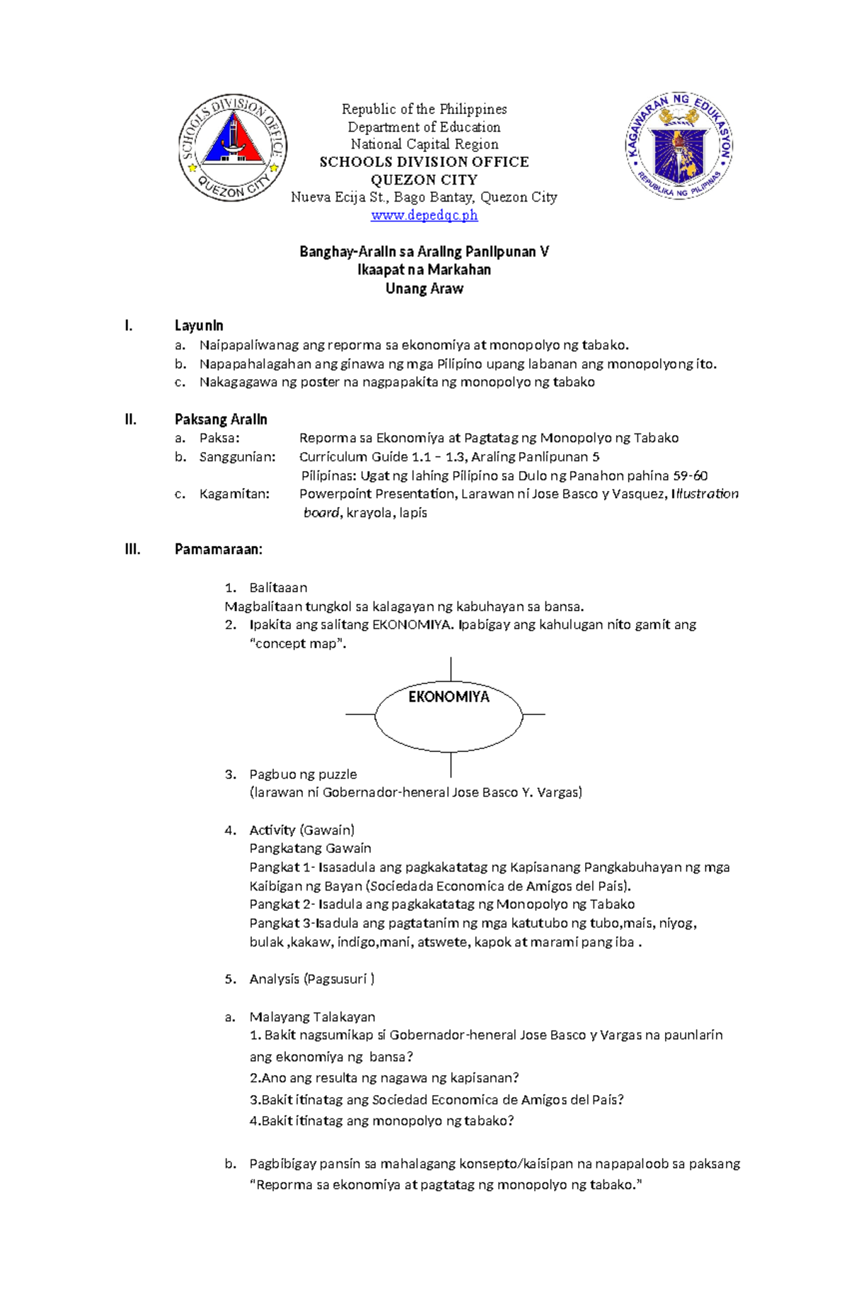 Grade 5 Banghay Aralin 4TH (1ST PART) - Republic of the Philippines ...