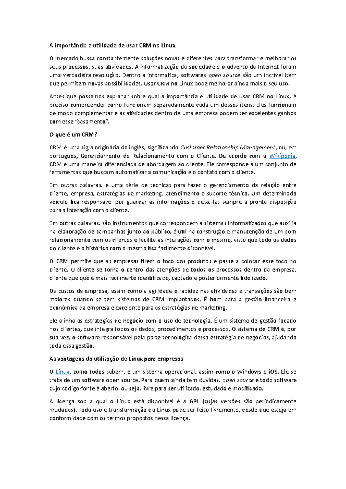 A importancia e utilidade de usar crm no linux - A importância e ...