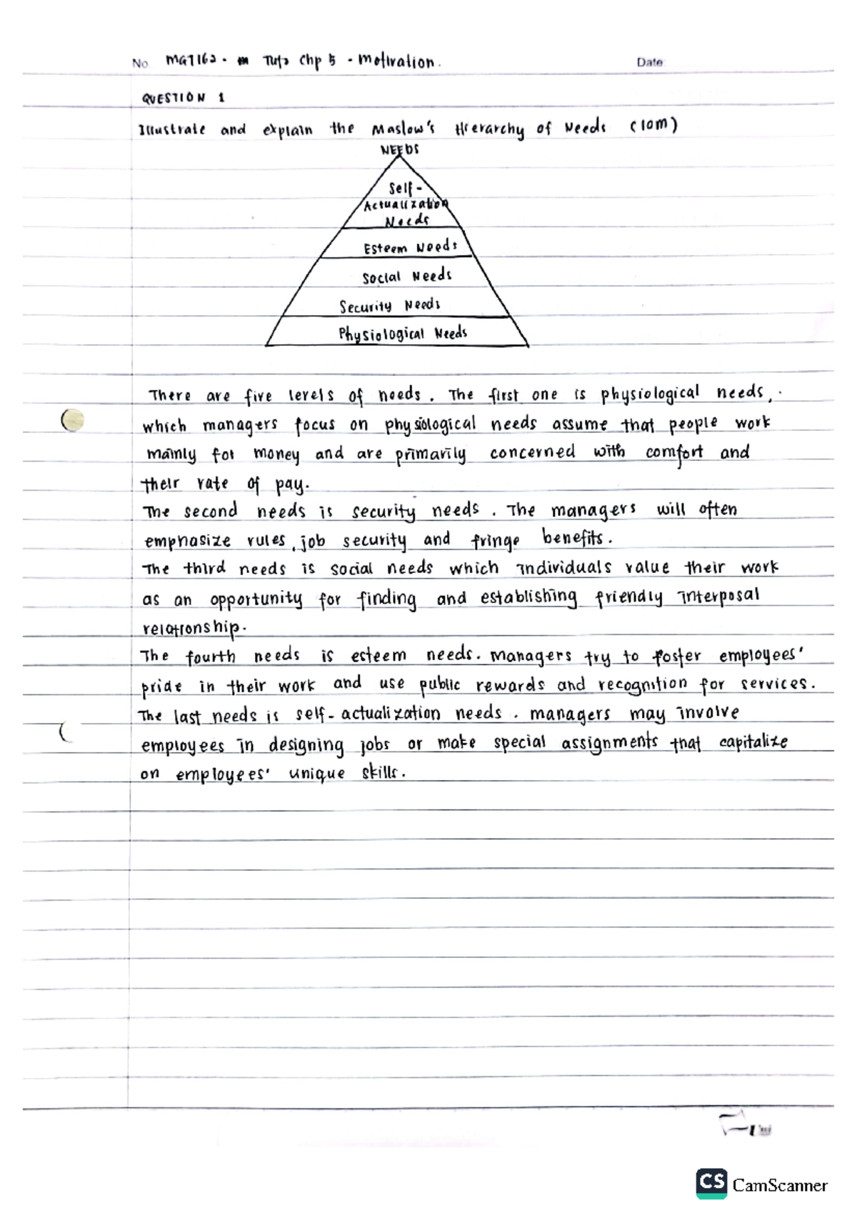 MGT162 - Tutorial 5 - EXERCISE - fundamental of management - CamScanner ...
