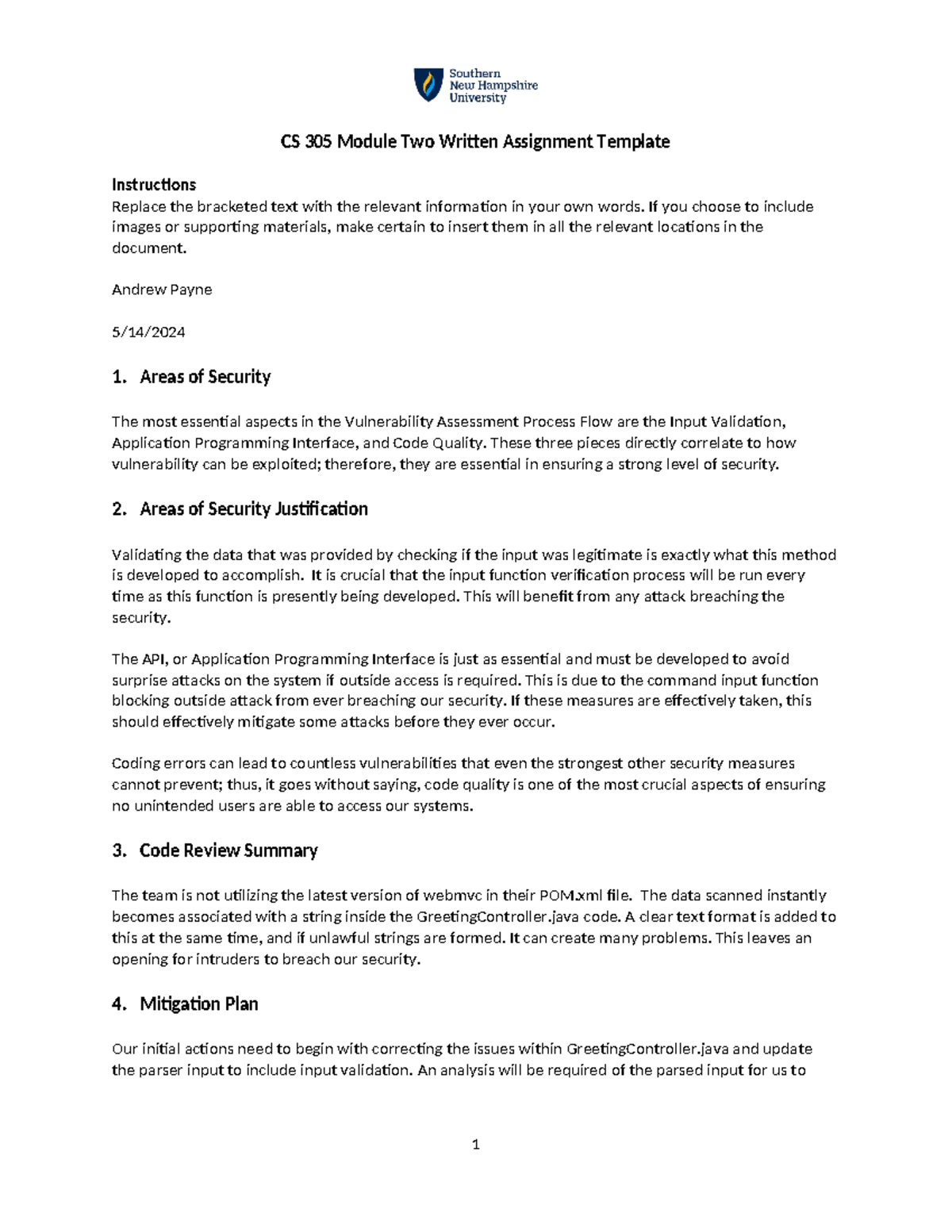 CS 305 2-1 - Complete - Com - CS 305 Module Two Written Assignment ...